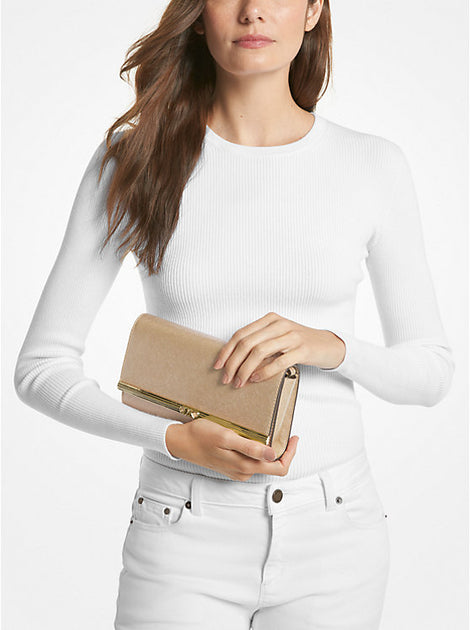 Gull Mona Large Metallic Leather Clutch | Stilshoppen